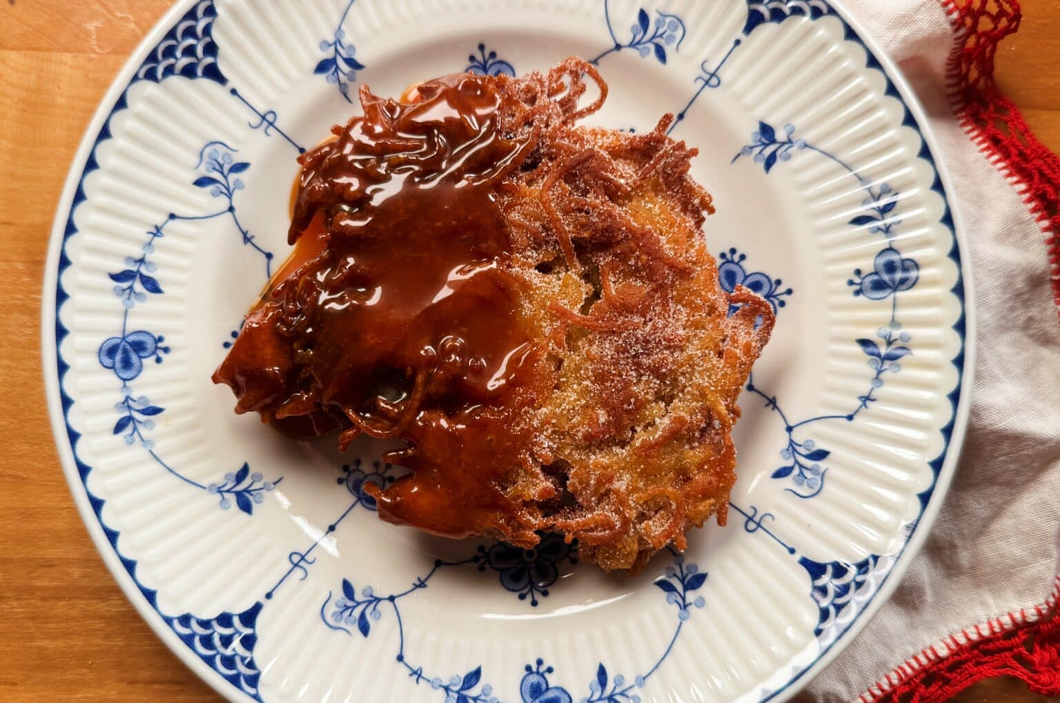 Cinnamon Sugar Noodle Latkes with Salted Caramel Sauce - Carolina Gelen