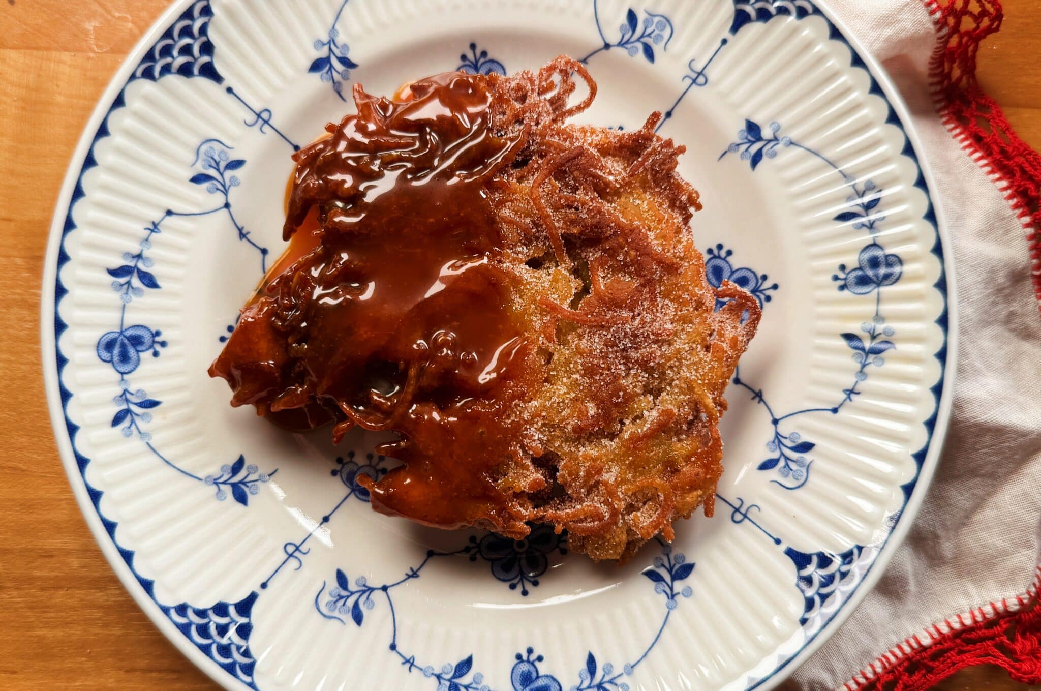 Cinnamon Sugar Noodle Latkes with Salted Caramel Sauce - Carolina Gelen